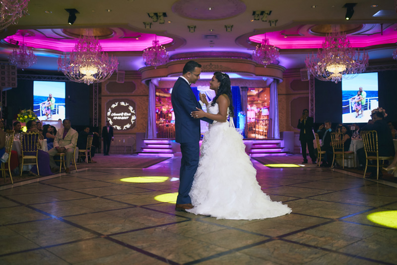 bride and groom dancing