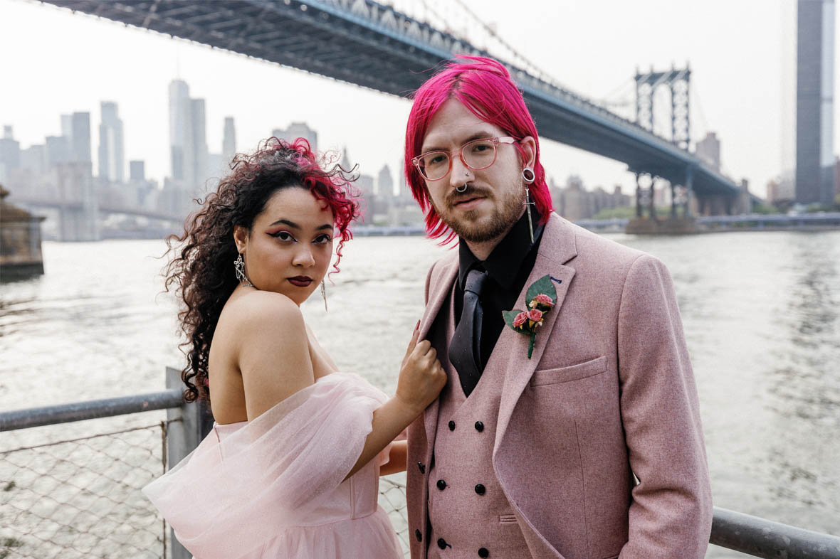 Brooklyn Bridge Park wedding portrait