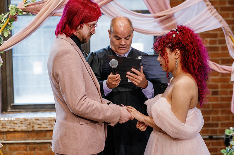 Wedding ring exchange ceremony